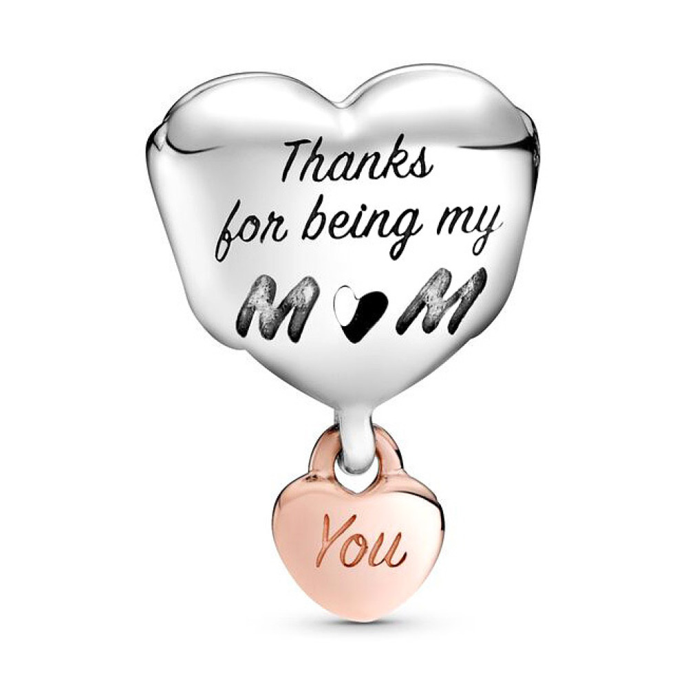 Pandora Moments 788830C00 - Hartjes bedel met tekst Thanks for being my ...