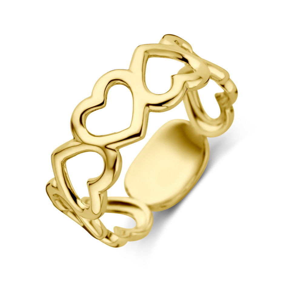 14-karaat gouden hartjesring met opengewerkte structuur | Trendjuwelier
