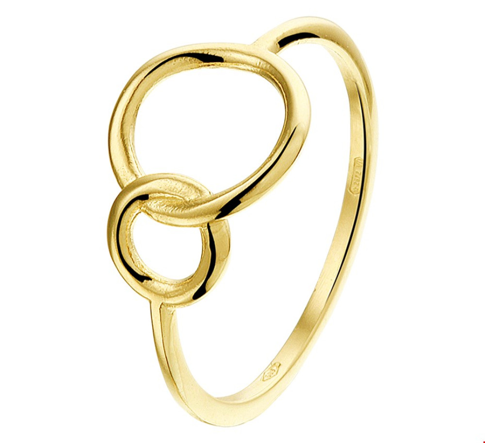 14-karaat gouden knoopring met elegante overlappende lussen | Trendjuwelier