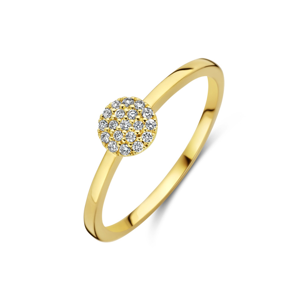 14-karaat gouden pavé ring met ronde diamanten | Trendjuwelier