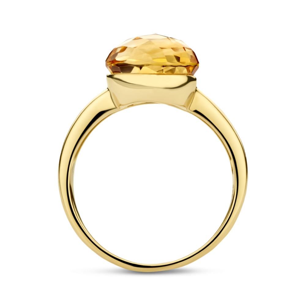 14-karaat gouden ring met ovale citrien steen | Trendjuwelier