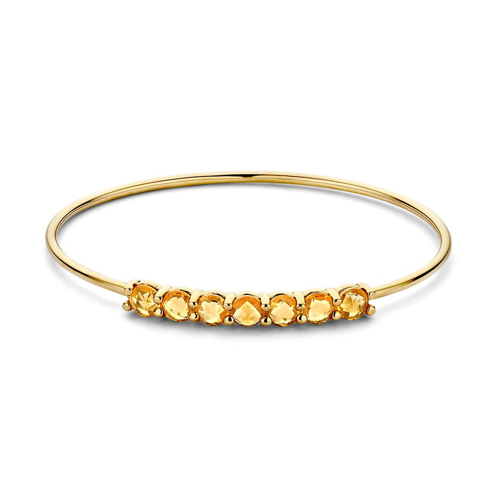 14-karaat gouden slavenarmband met gele citrien | Trendjuwelier
