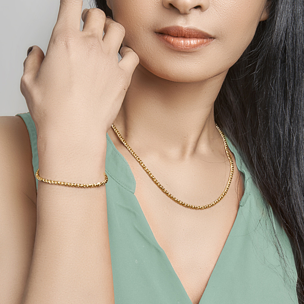 Gevlochten schakelcollier 2.8 mm 14-karaat goud - Lengte 45 cm ...