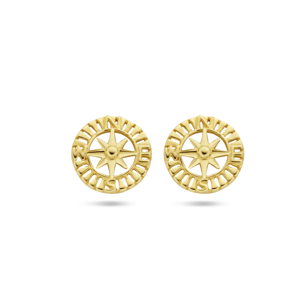 Gouden oorknopjes kompas 14-karaat - 6 mm | Trendjuwelier
