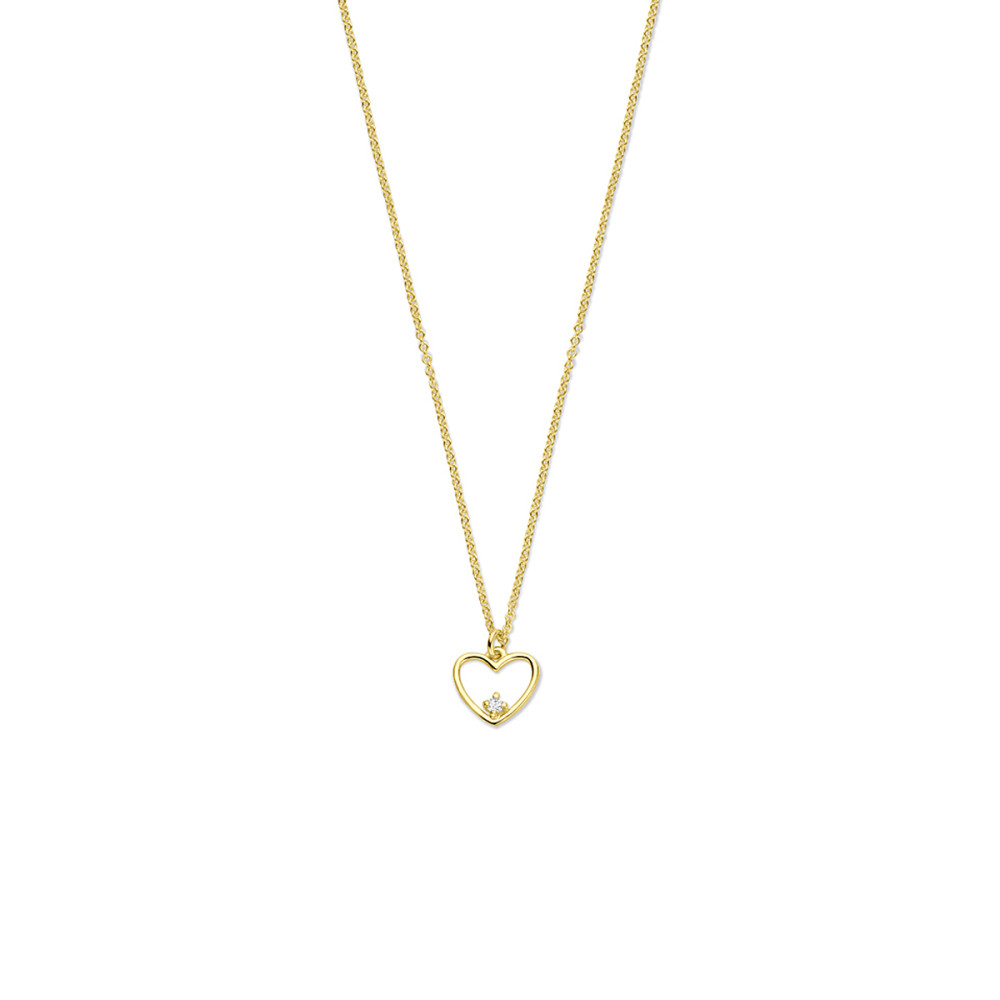 Hart ketting met hanger 14-karaat goud briljant 0.02 crt - Lengte 40 cm ...