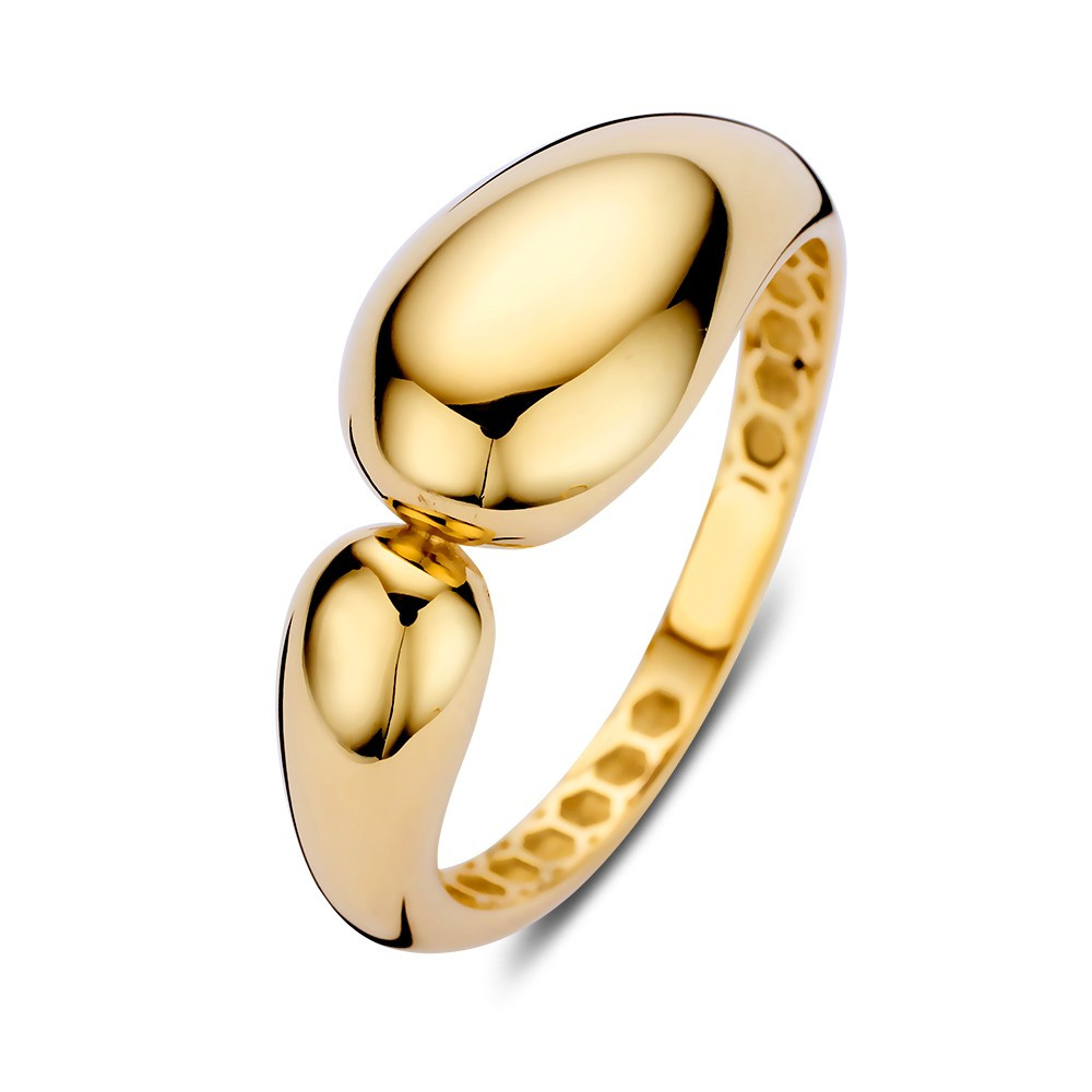 Moderne ring van 14-karaat goud met assymetrisch design | Trendjuwelier