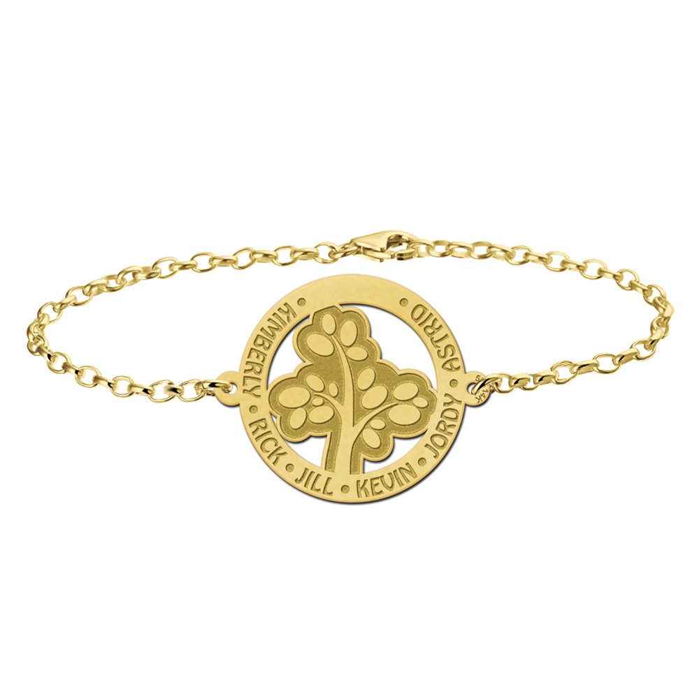 Names4ever MJ016394 - 14-karaat gouden schakelarmband met ronde ...
