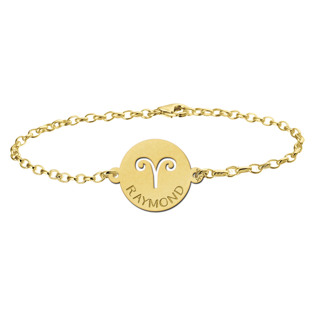 Names4ever MJ016539 - 14-karaat gouden schakelarmband met ronde ...