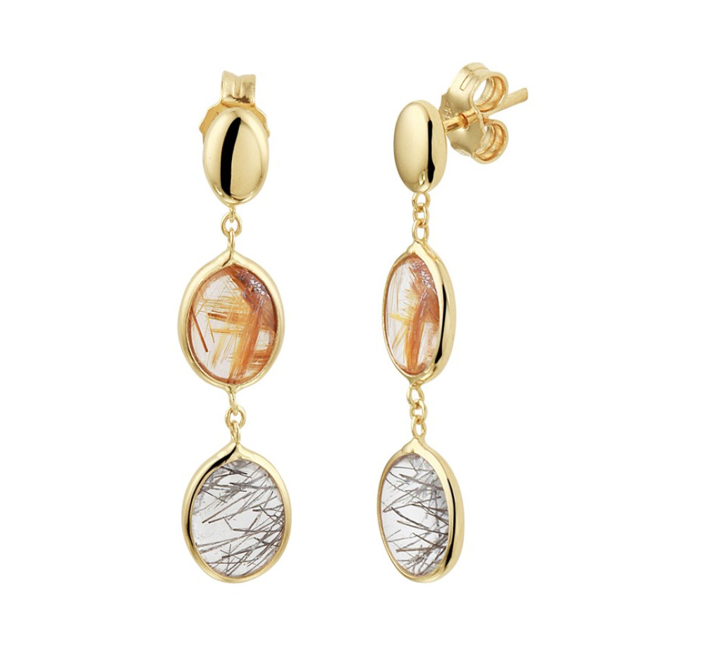 Ovale oorhangers edelsteen rutiel goud | Trendjuwelier