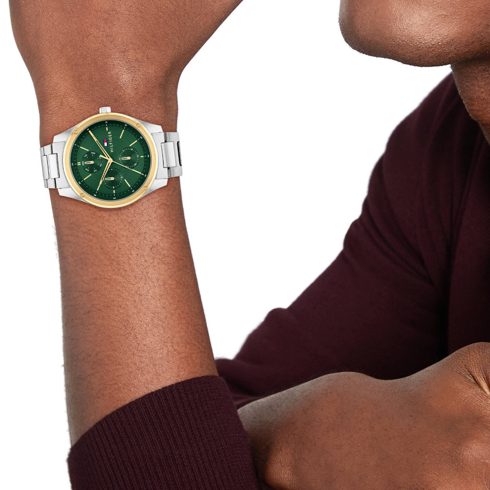 Tommy Hilfiger Tyler TH1710537 - Rond herenhorloge met groene ...